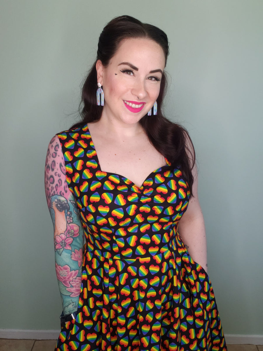 Catherine Dress in Rainbow Hearts – Vivacious Vixen Apparel