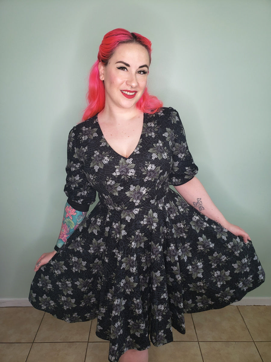 Endora Dress in Rose Spiderweb Print – Vivacious Vixen Apparel